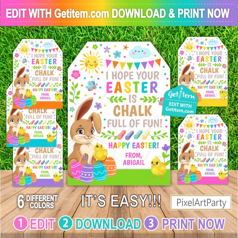 Editable Chalk Full of Fun Gift Tags Easter Gift Tags Easter - Etsy
