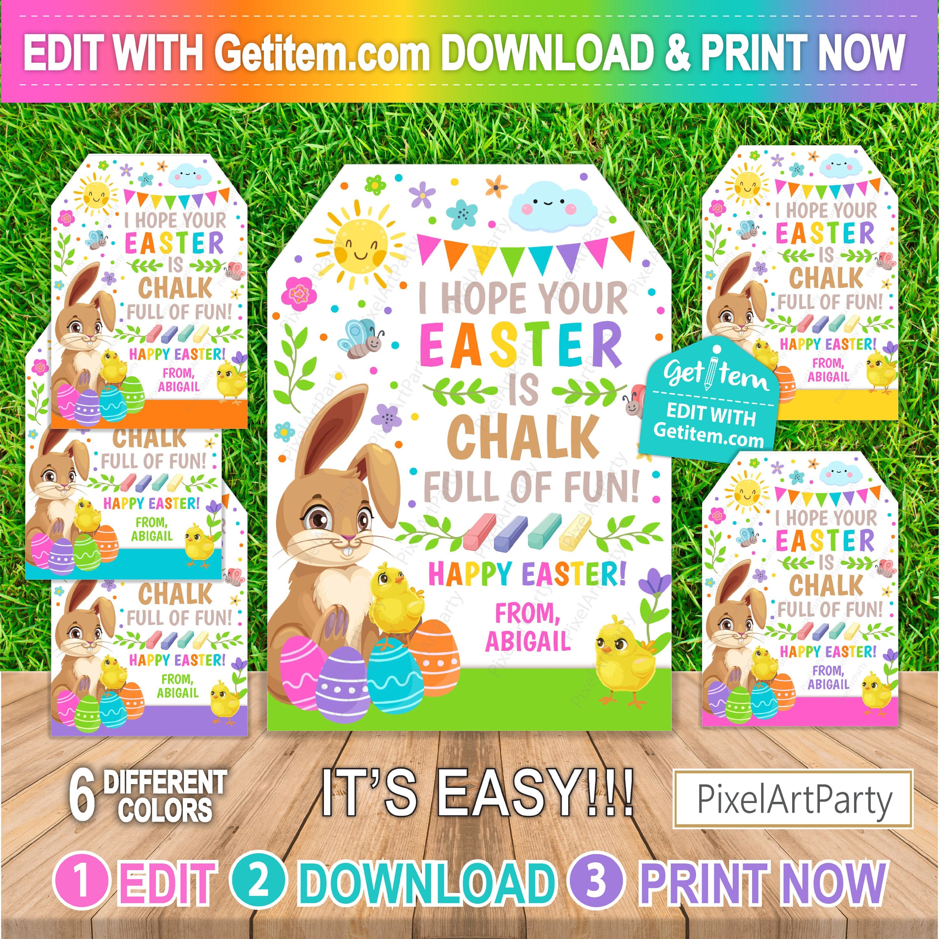 Editable Chalk Full of Fun Gift Tags Easter Gift Tags Easter - Etsy