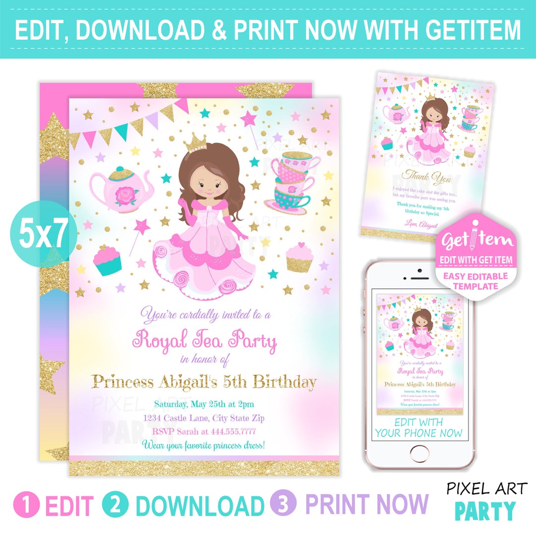 Princess Tea Party Invitation, Princess Invitation, Tea Party ...