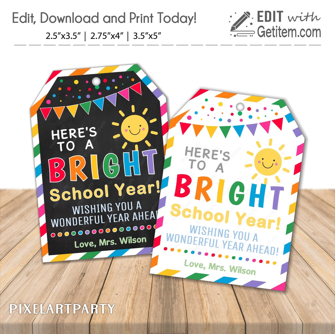 Editable Here's to a Bright School Year Gift Tags Back to - Etsy