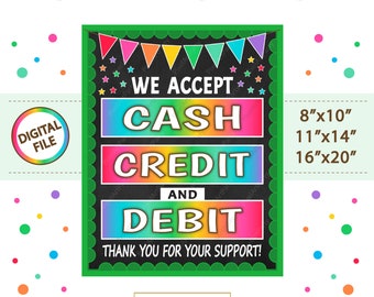 Cash Credit Sign - Etsy