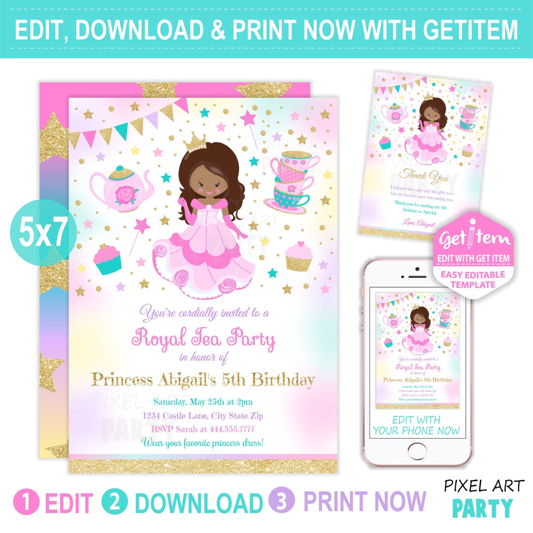 Princess Tea Party Invitation, Princess Invitation, Tea Party ...