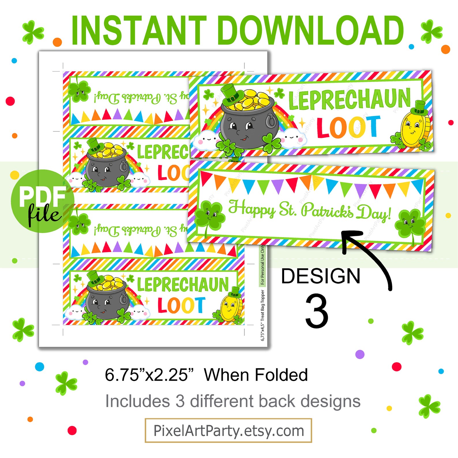 St. Patrick's Day Leprechaun Loot Treat Bag Topper | Etsy