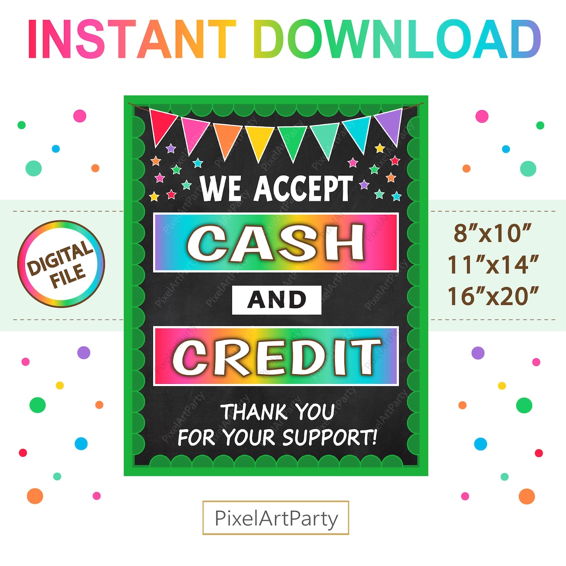 We Accept Cash and Credit Cards Sign Cookie Booth Sign - Etsy UK