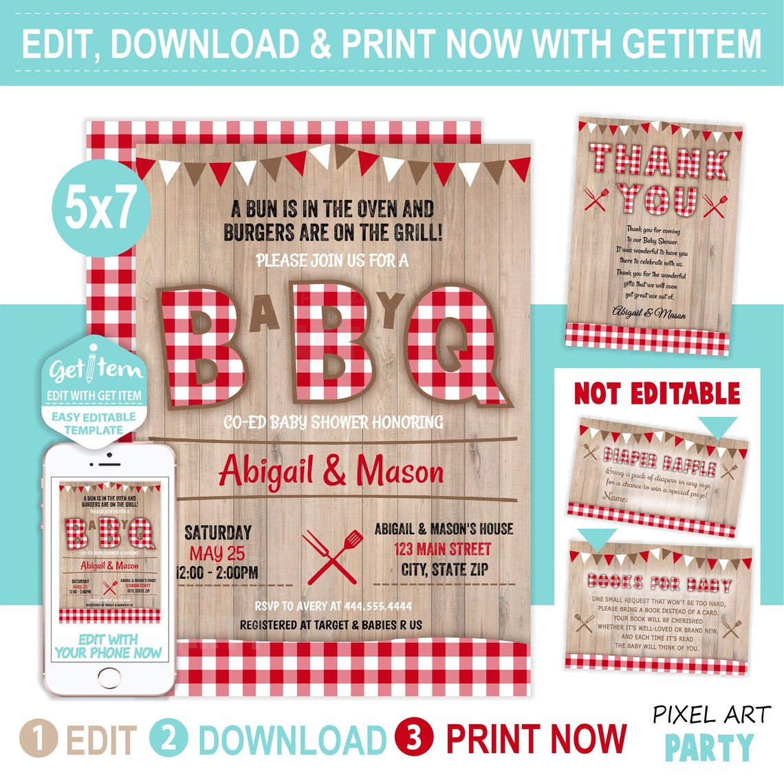 BABY-Q Baby Shower Invitation Baby Shower Invitation 5x7 | Etsy