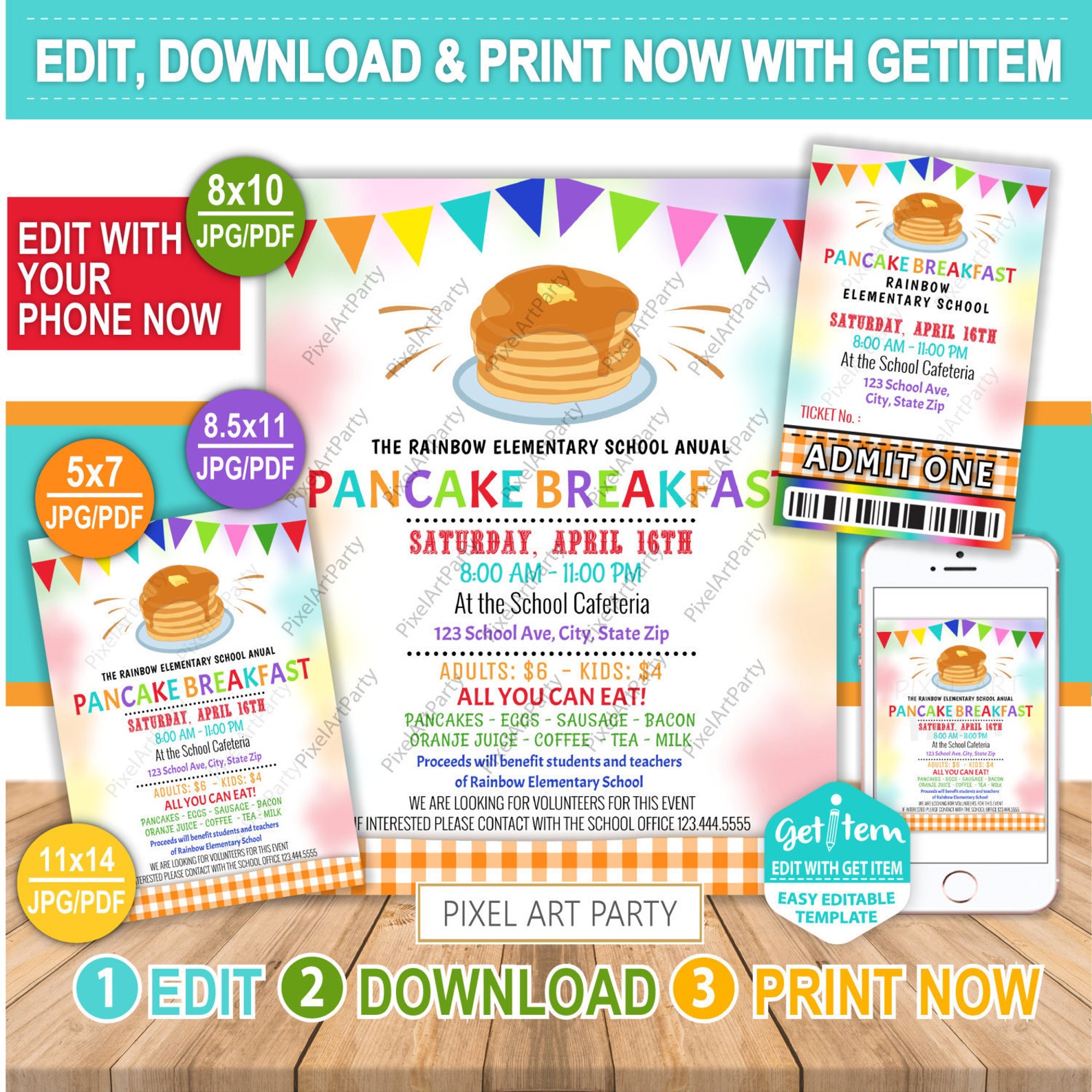 Pancake Breakfast Flyer Pancake Lnvitation Breakfast Poster - Etsy