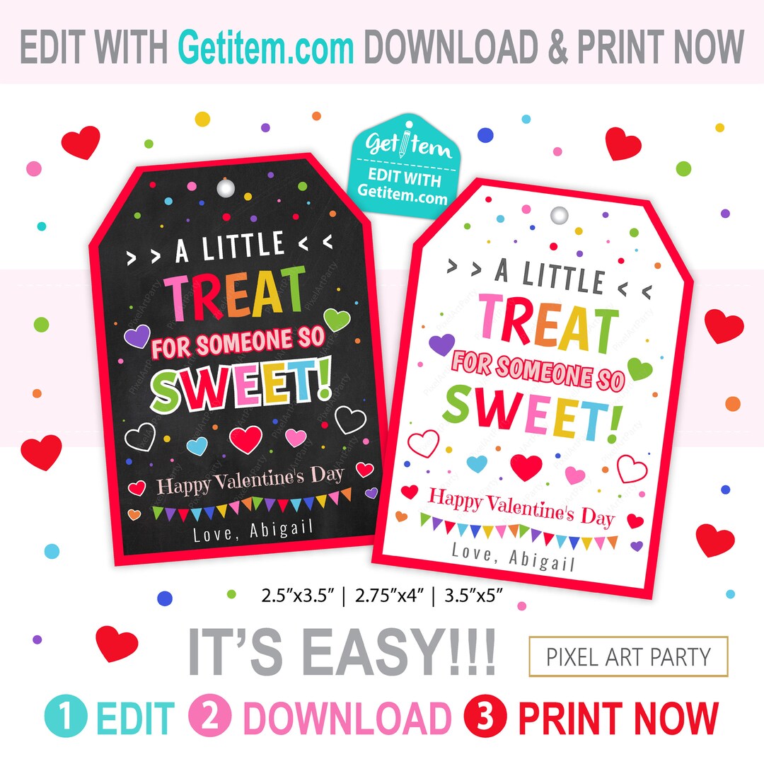 Editable A Little Treat for Someone Sweet Valentine Tag, Chocolate ...
