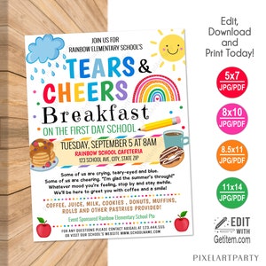 EDITABLE Tears and Cheers Breakfast Flyer Meet the Teacher Invite ...