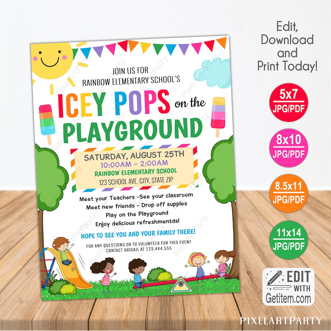 EDITABLE Popsicles on the Playground Flyer Meet the Teacher Back to ...