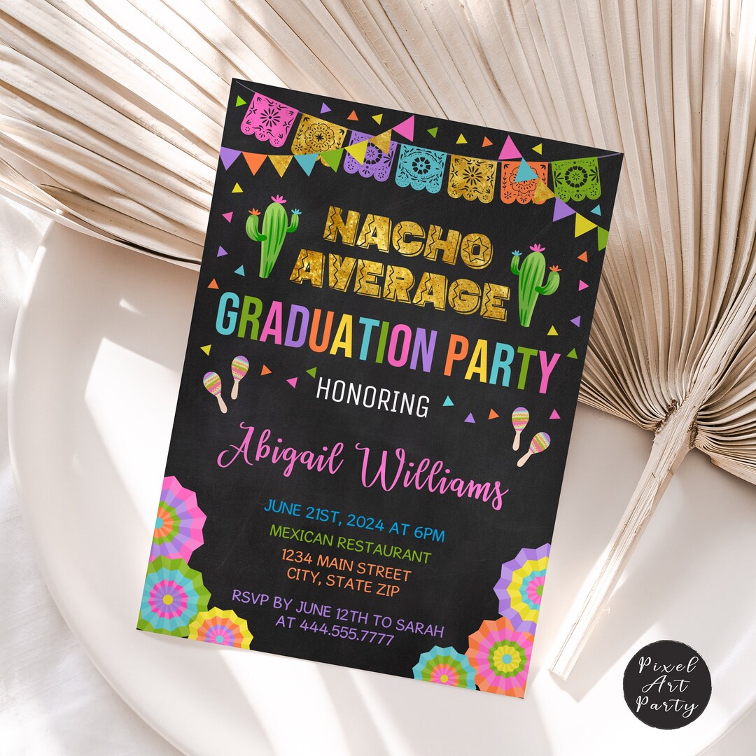 Editable Fiesta Graduation Party Invitation Mexican Graduation ...