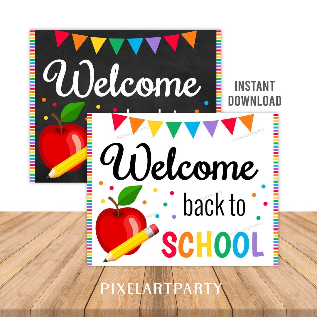 Welcome Back to School Sign Classroom School Poster Classroom Rainbow ...
