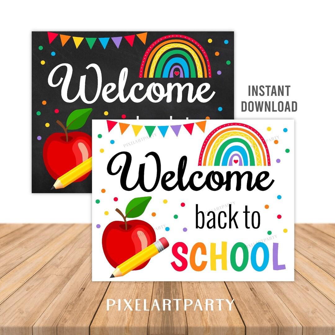Welcome Back to School Sign Classroom School Poster Classroom Rainbow ...