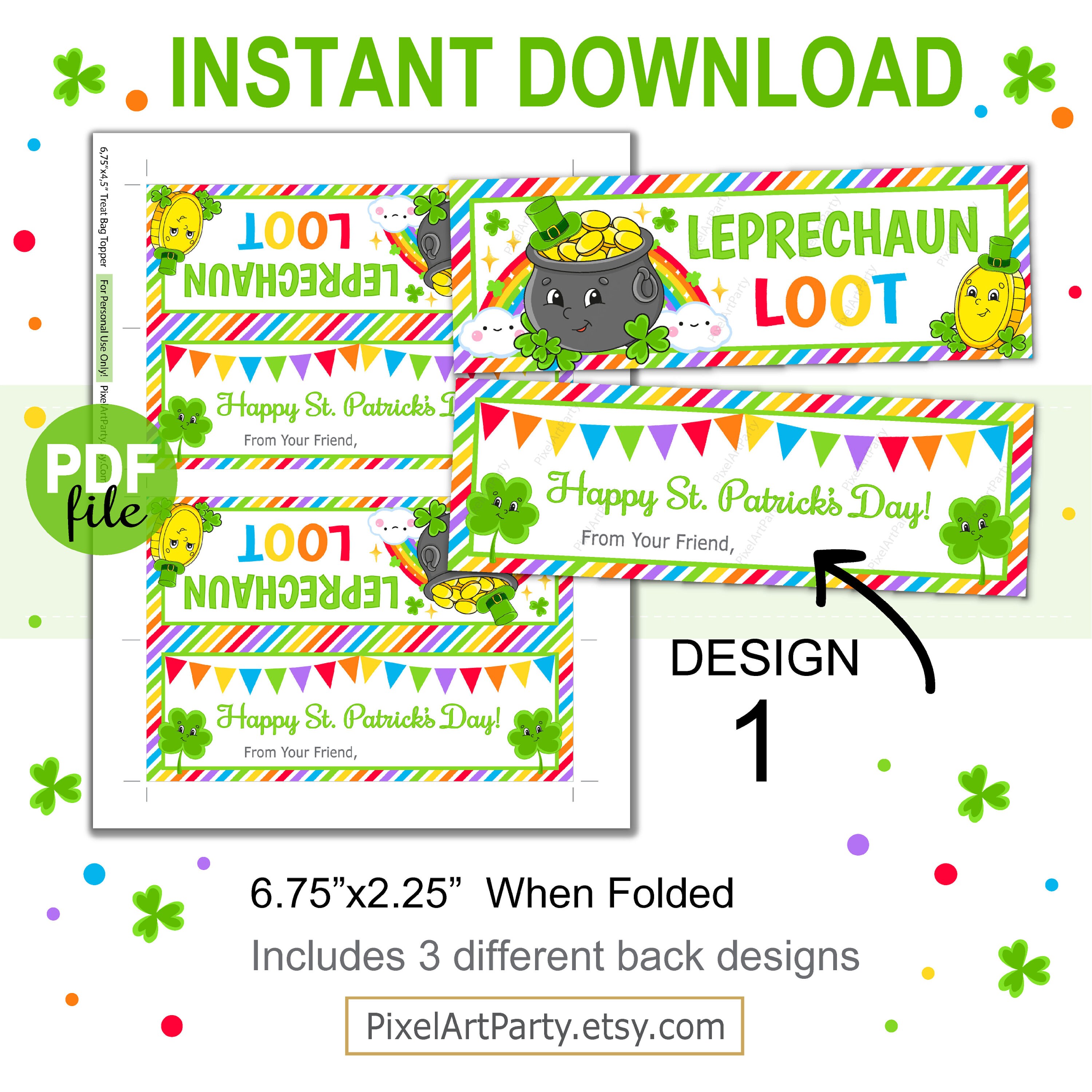 St. Patrick's Day Leprechaun Loot Treat Bag Topper | Etsy