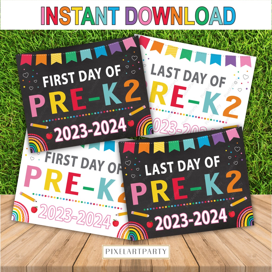 First Day of PRE-K2 2023 Sign Rainbow Back to School - Etsy