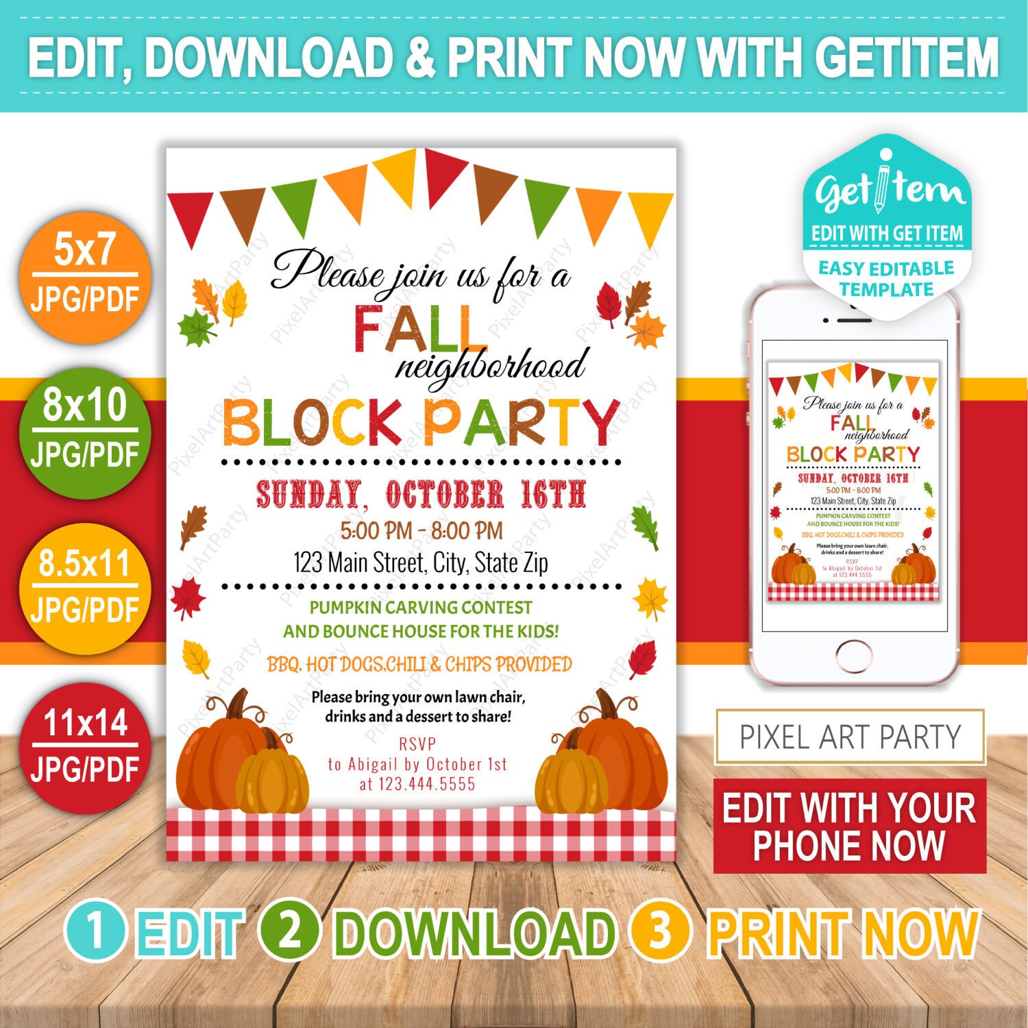 Fall Neighborhood Block Party Invitation Fall Block Party | Etsy