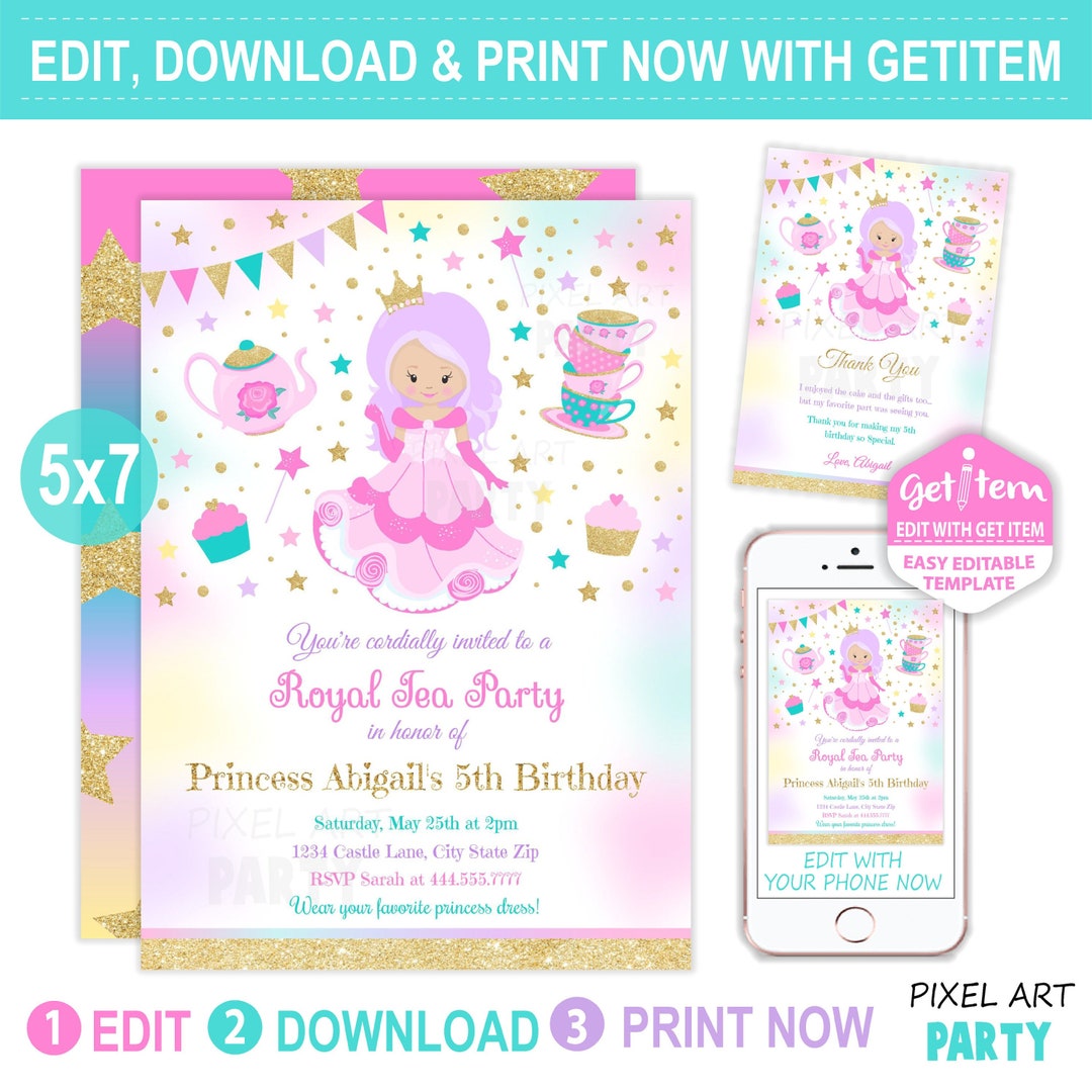 Princess Tea Party Invitation, Princess Invitation, Tea Party ...