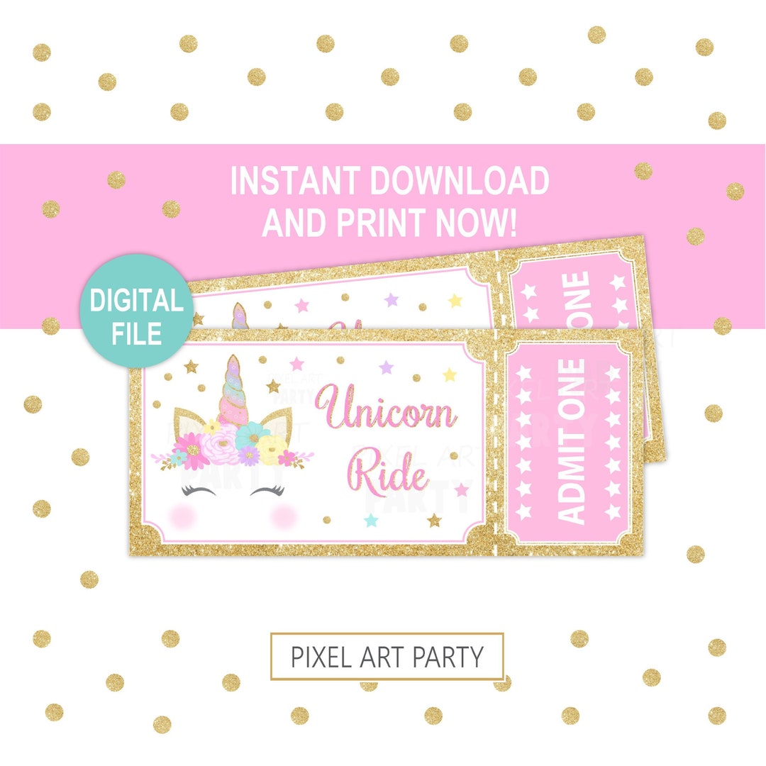 Buy Unicorn Ride Ticket Unicorn Tickets Printable Unicorn Party Instant ...