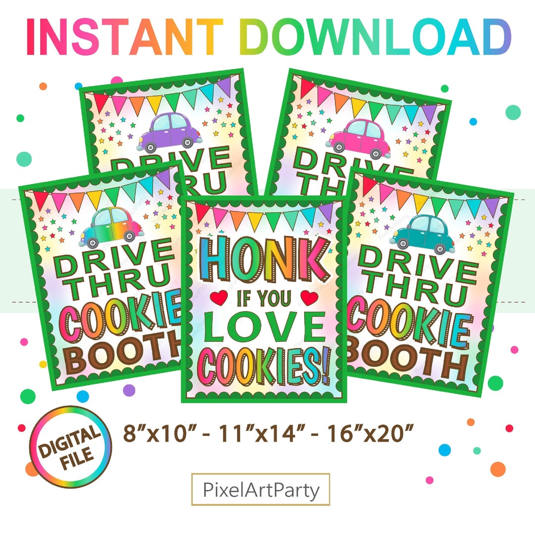 Drive Thru Cookie Booth Sign, Cookie Booth Printable, Drive Thru Booth ...