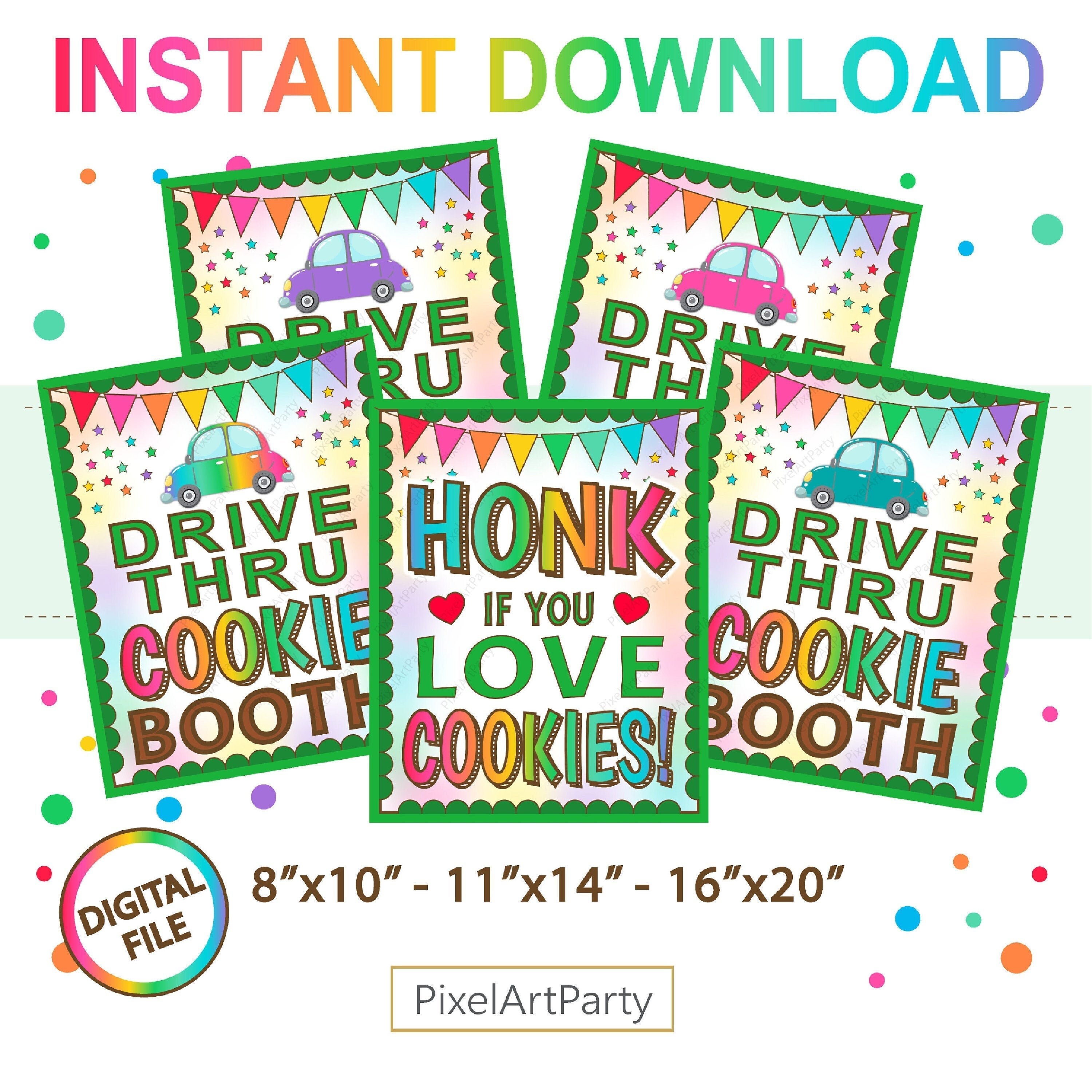 Drive Thru Cookie Booth Sign, Cookie Booth Printable, Drive Thru Booth ...