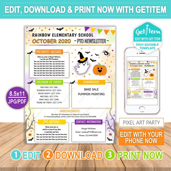 October Pto Pta Newsletter Flyer School Flyer School Flyer - Etsy