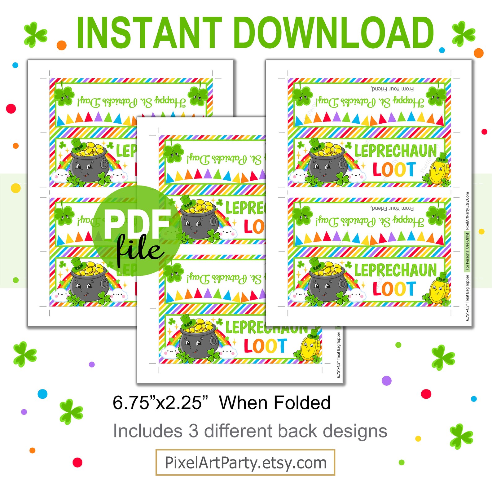 St. Patrick's Day Leprechaun Loot Treat Bag Topper | Etsy
