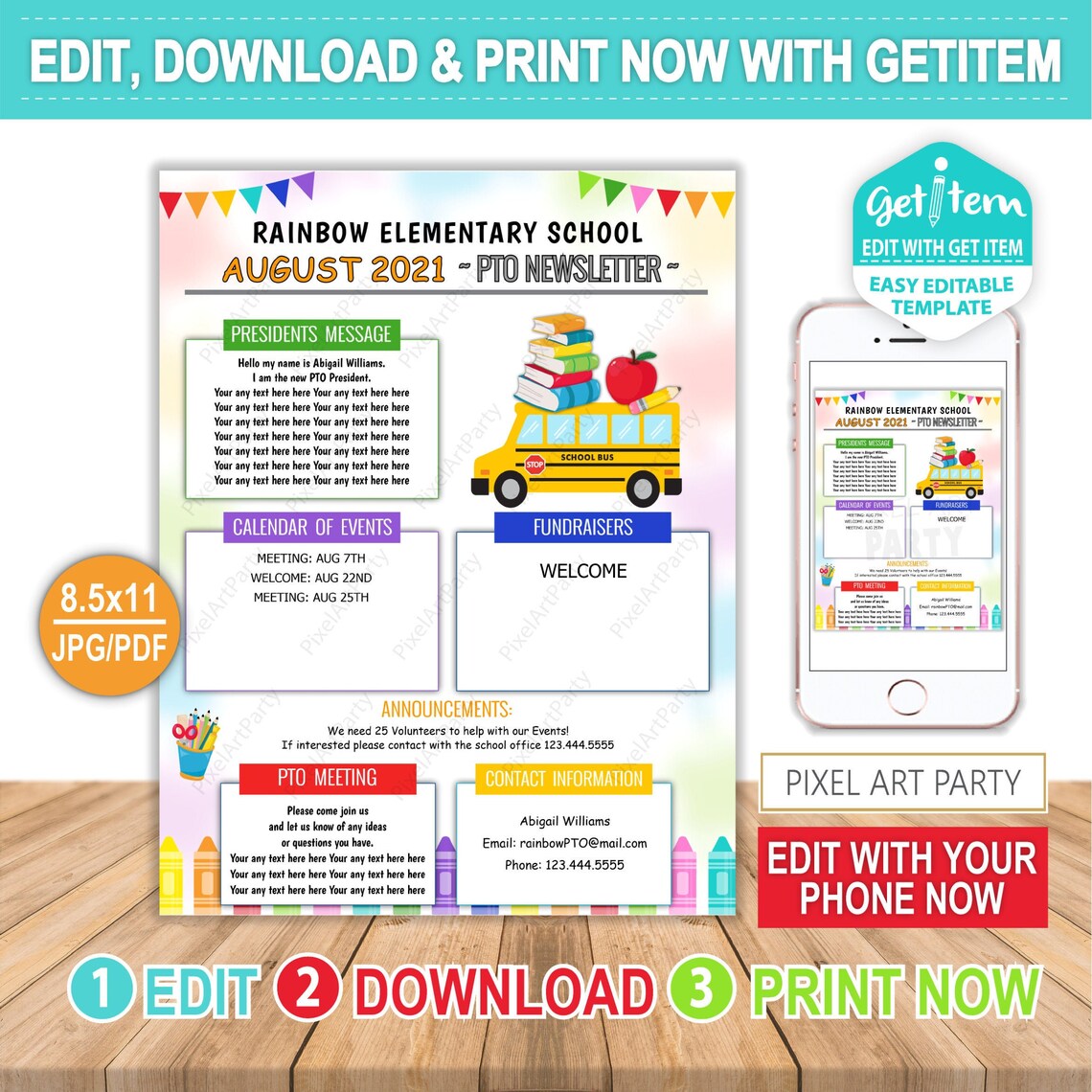 Editable August Pto Pta Newsletter Flyer School Flyer School - Etsy