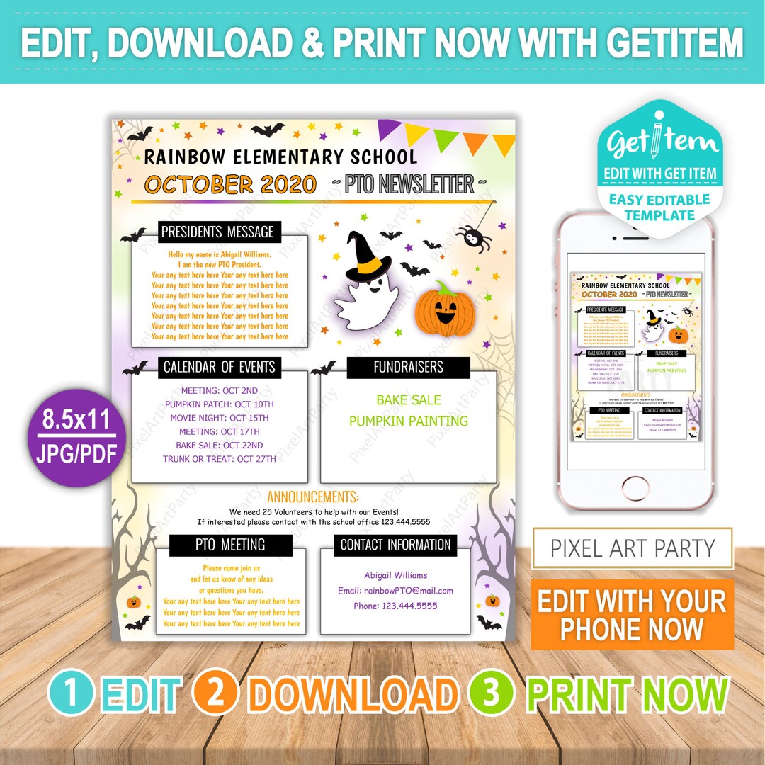 October Pto Pta Newsletter Flyer School Flyer School Flyer - Etsy