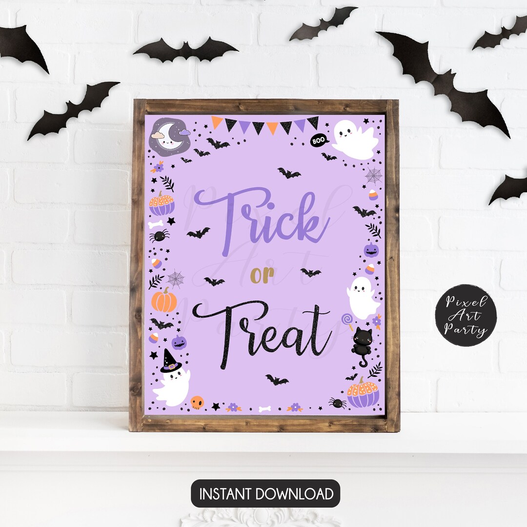 Halloween Ghost Party Sign Trick or Treat Sign Girl Spooktacular ...