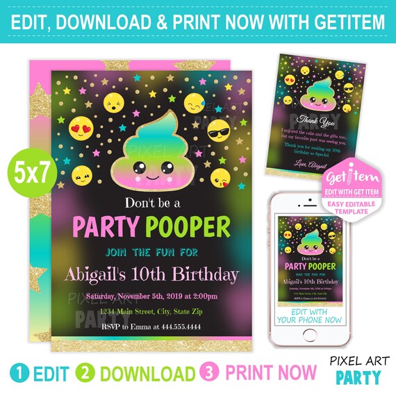 Don't Be a Party Pooper Birthday Invitation Birthday | Etsy