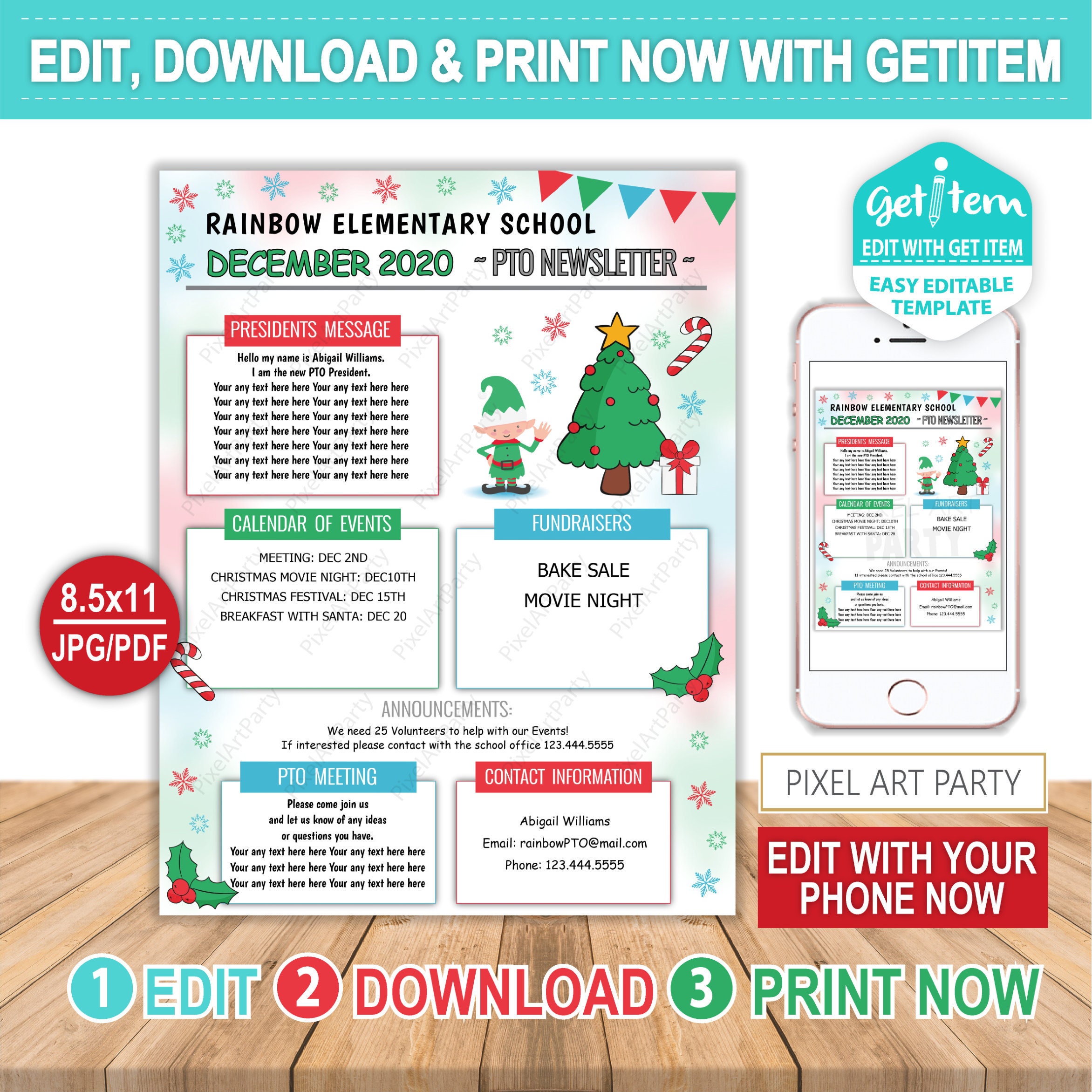 Editable December Pto Pta Newsletter Flyer School Flyer | Etsy