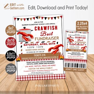 EDITABLE Crawfish Boil Fundraiser Flyer Crawfish Boil Dinner Charity ...