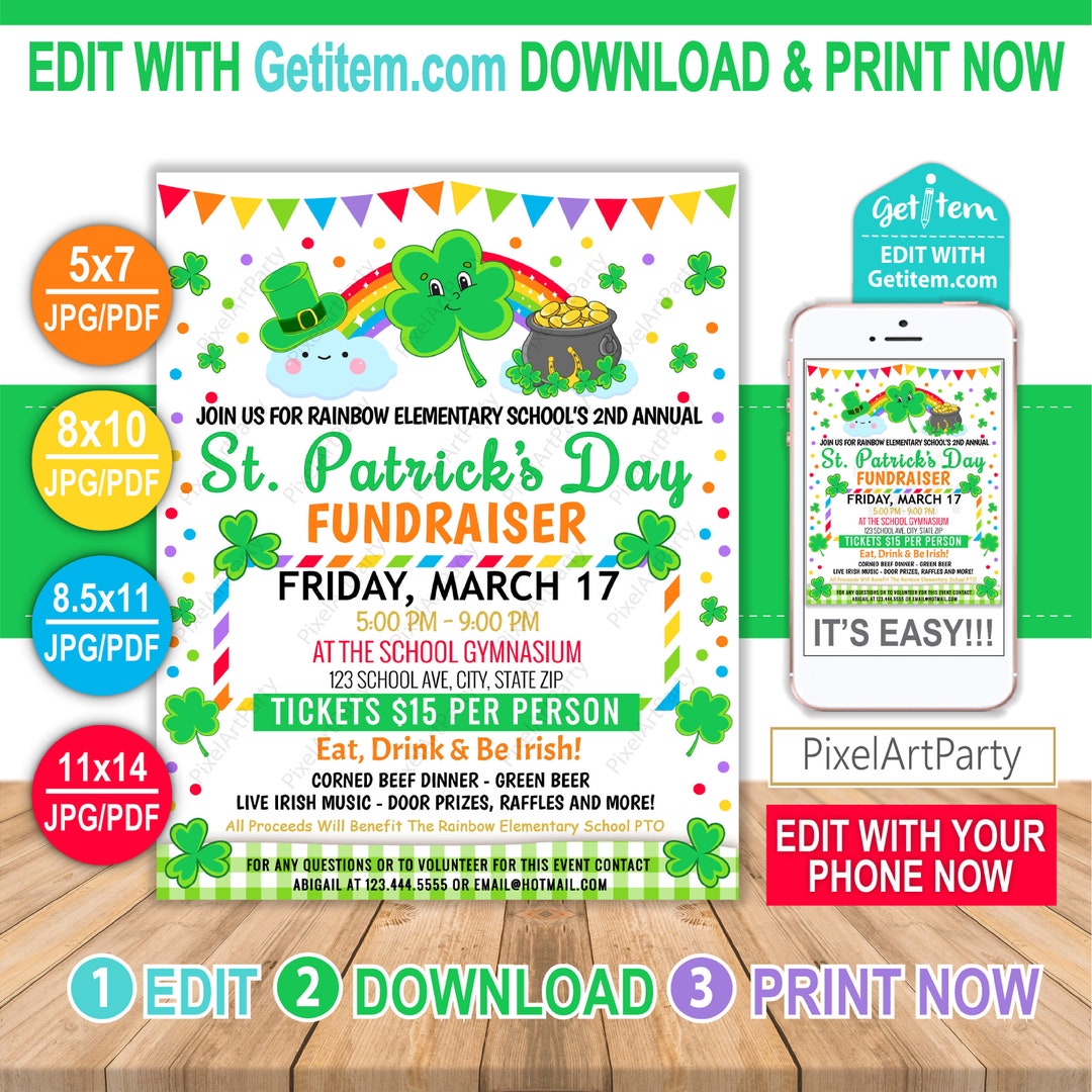 St. Patrick's Day Fundraiser Flyer, St. Patrick's Day Festival Flyer ...