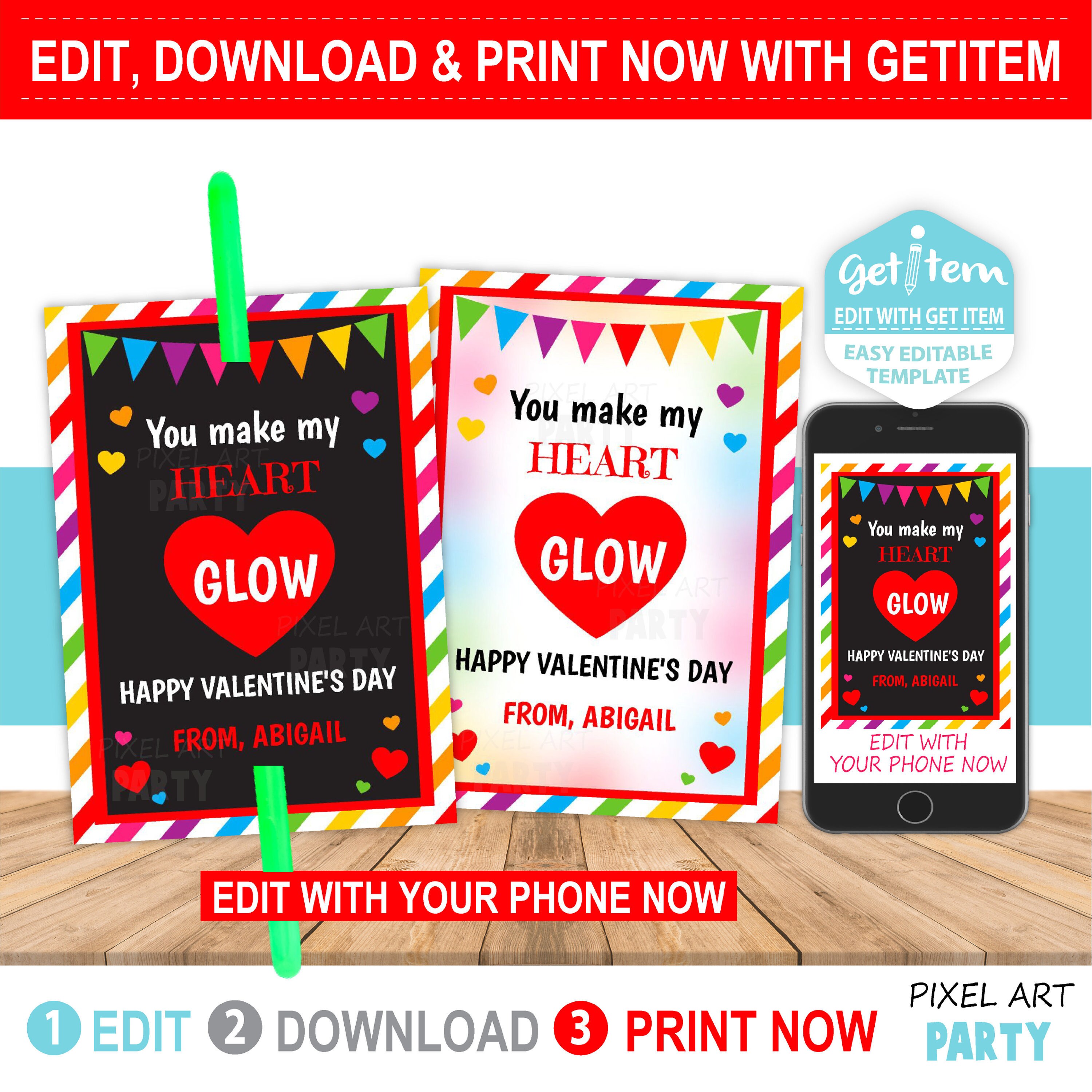 You Make My Heart Glow Valentine's Day Gift Tags - Etsy UK