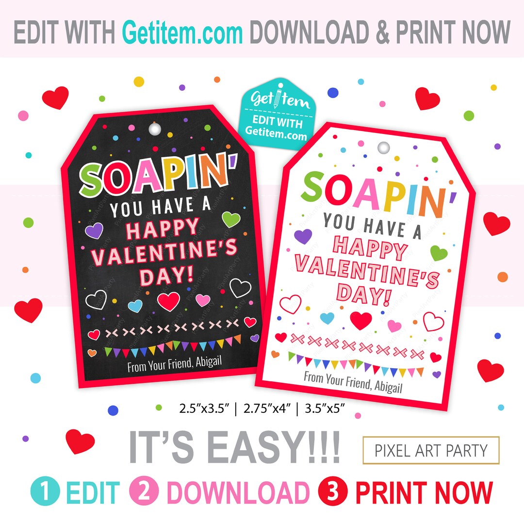 Editable Valentine Soap Gift Tags, Soapin' Valentine, Teacher Classroom ...