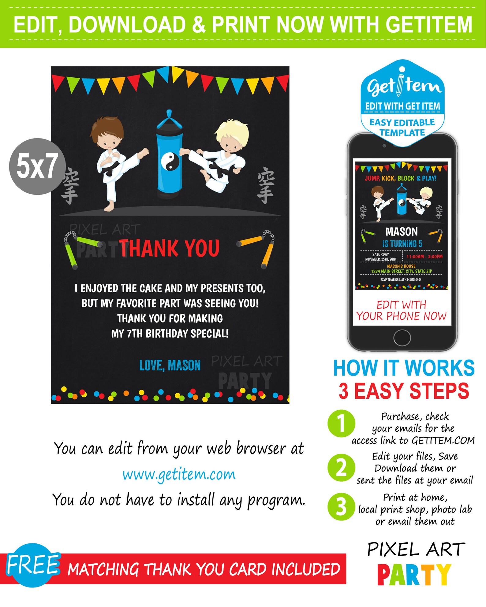 Karate Birthday Invitation Karate Invitation Karate Party - Etsy