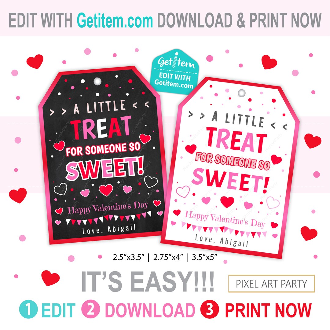 Editable A Little Treat for Someone Sweet Valentine Tag, Chocolate ...