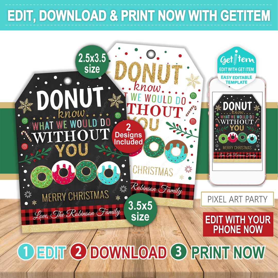 Donut Gift Tags, Christmas Gift Tags, Donut Gift Tags, Christmas Gift ...