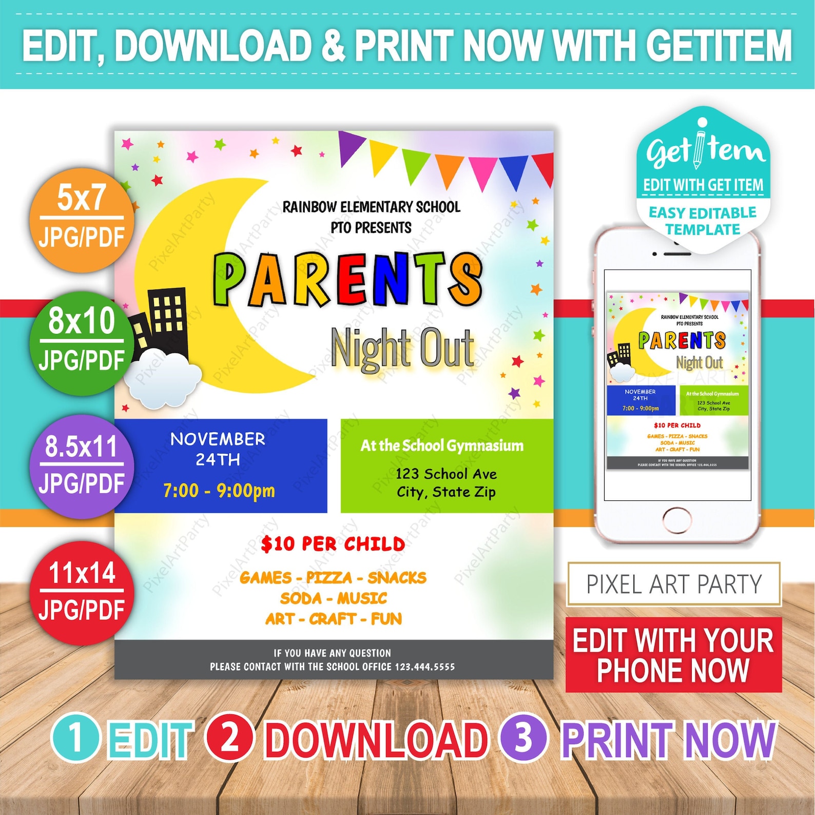 Parents Night Out Flyer School Flyer PTO School Flyer - Etsy