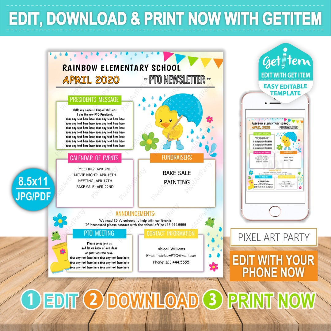 Editable April Pto Pta Newsletter Flyer, School Flyer, School ...