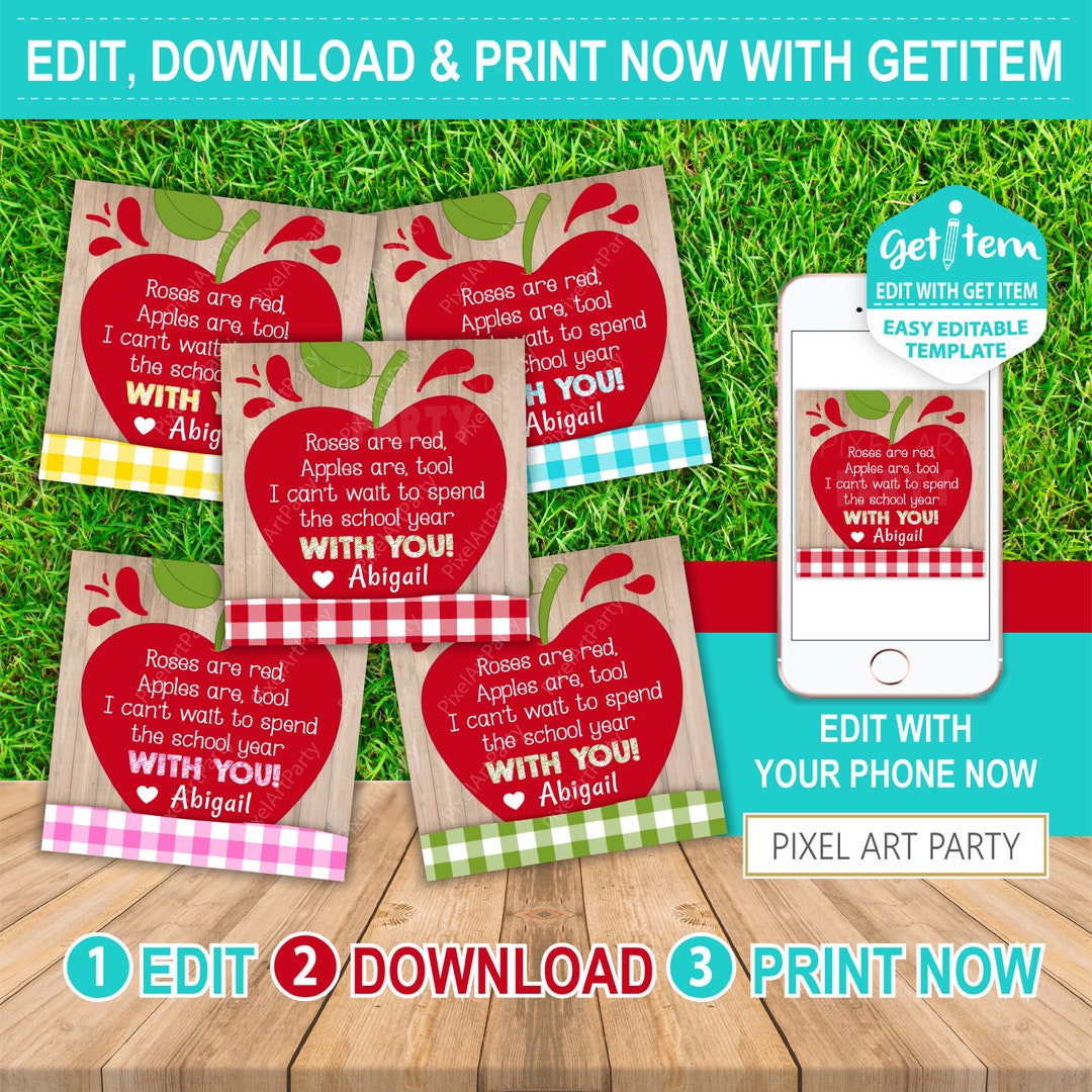 Back to School Gift Tags, Teacher Gift, Students Gift, EDIT NOW, Id ...