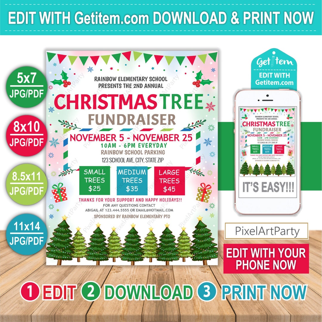 EDITABLE Christmas Tree Fundraiser Flyer School Church Flyer - Etsy
