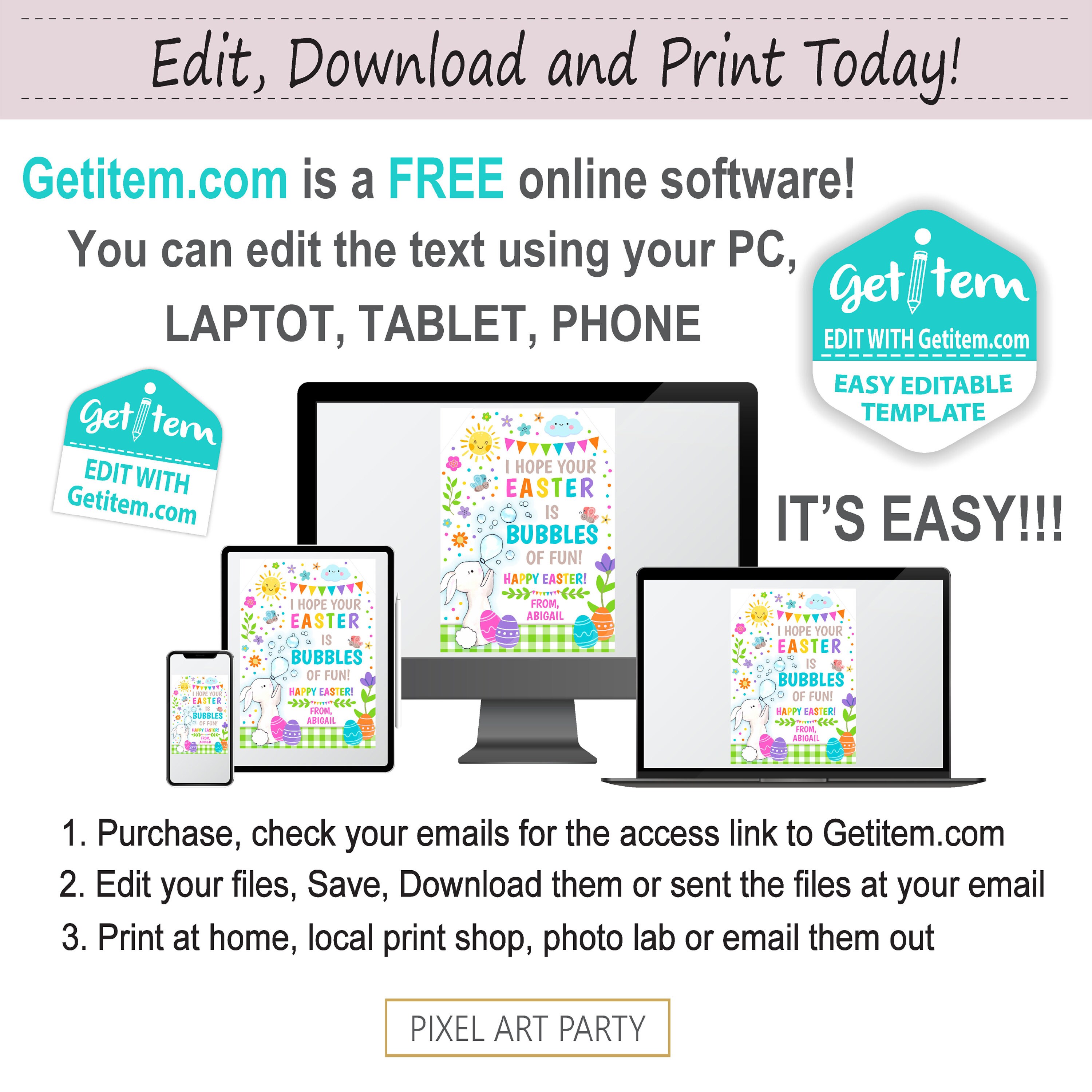 Editable Gift Tags I Hope Your Easter Is Bubbles Of Fun Tag | Etsy