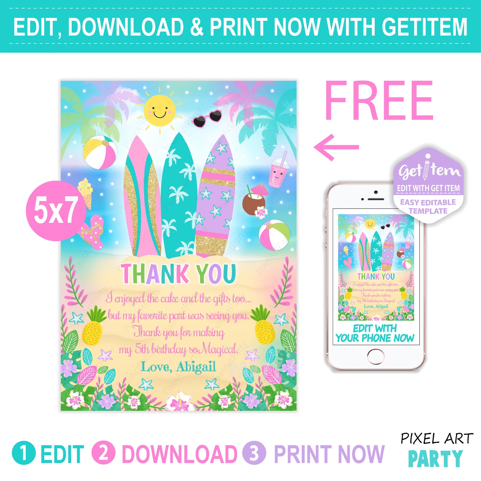 Surfing Birthday Invitation Surf Beach Party Beach Party - Etsy