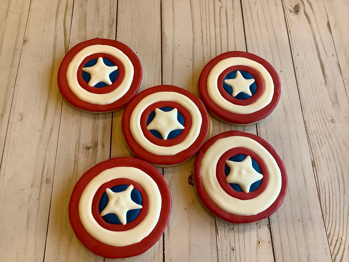 Captain America & Shield Inspired Cookies - Etsy