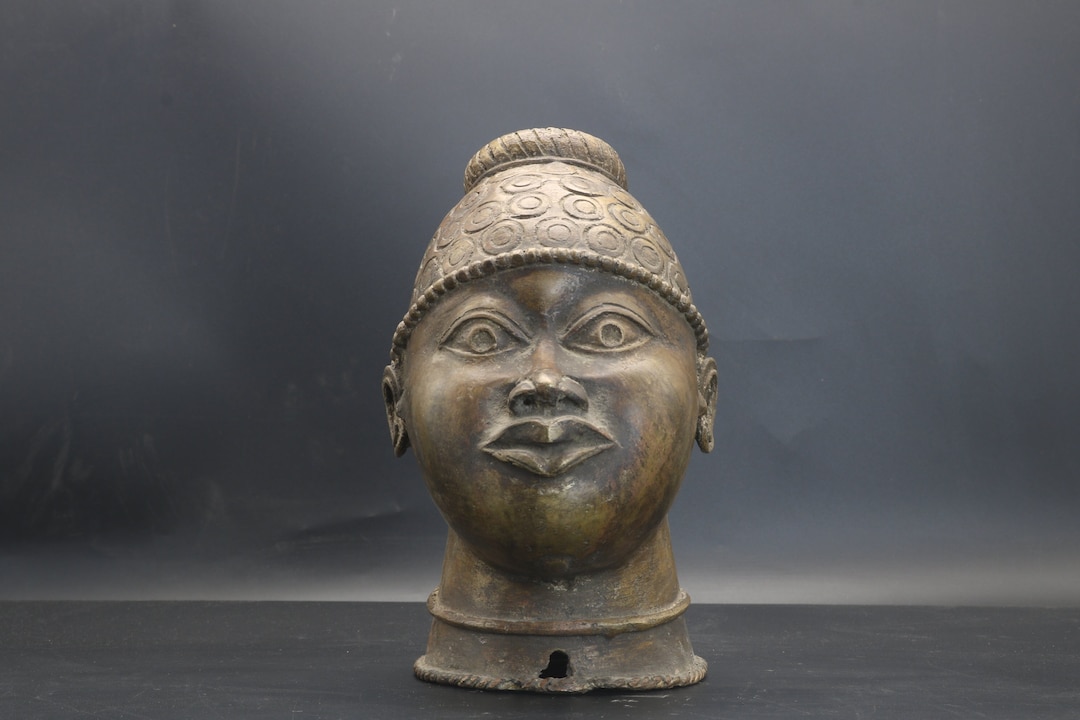 African Benin Bronze Oba Head | Royal Ife (26 Cm) - Etsy