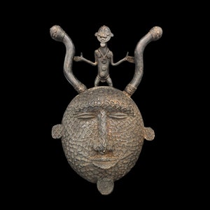 African Benin Bronze Oba Head With Horns | Royal Ife | LARGE - Etsy