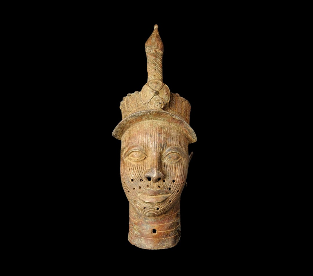 African Benin Bronze Oba Head | Royal Ife LARGE (57 Cm/14.9") - Etsy