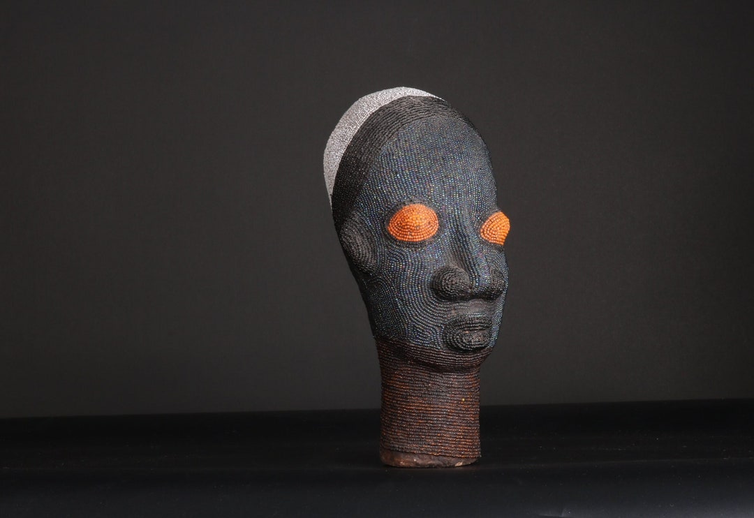 African Figure Statue Beaded Head – Decor Sculptures – African Art ...