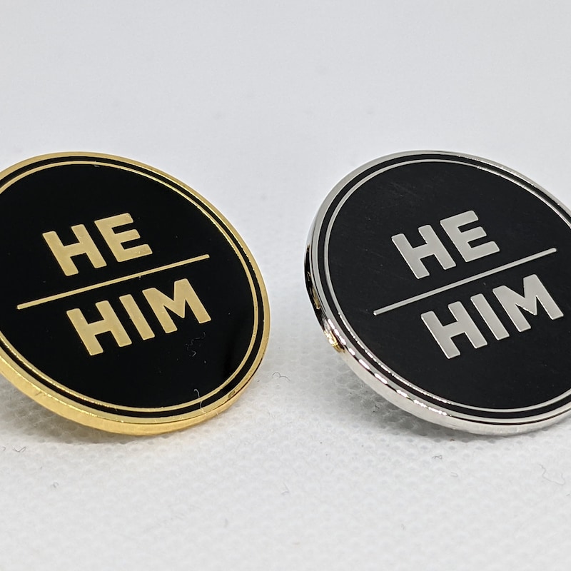They He Pronoun Enamel Pin - Etsy