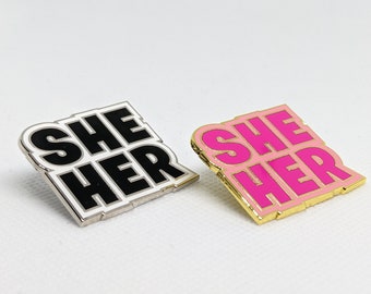 She/her Pronoun Hard Enamel Pin Badge - Etsy